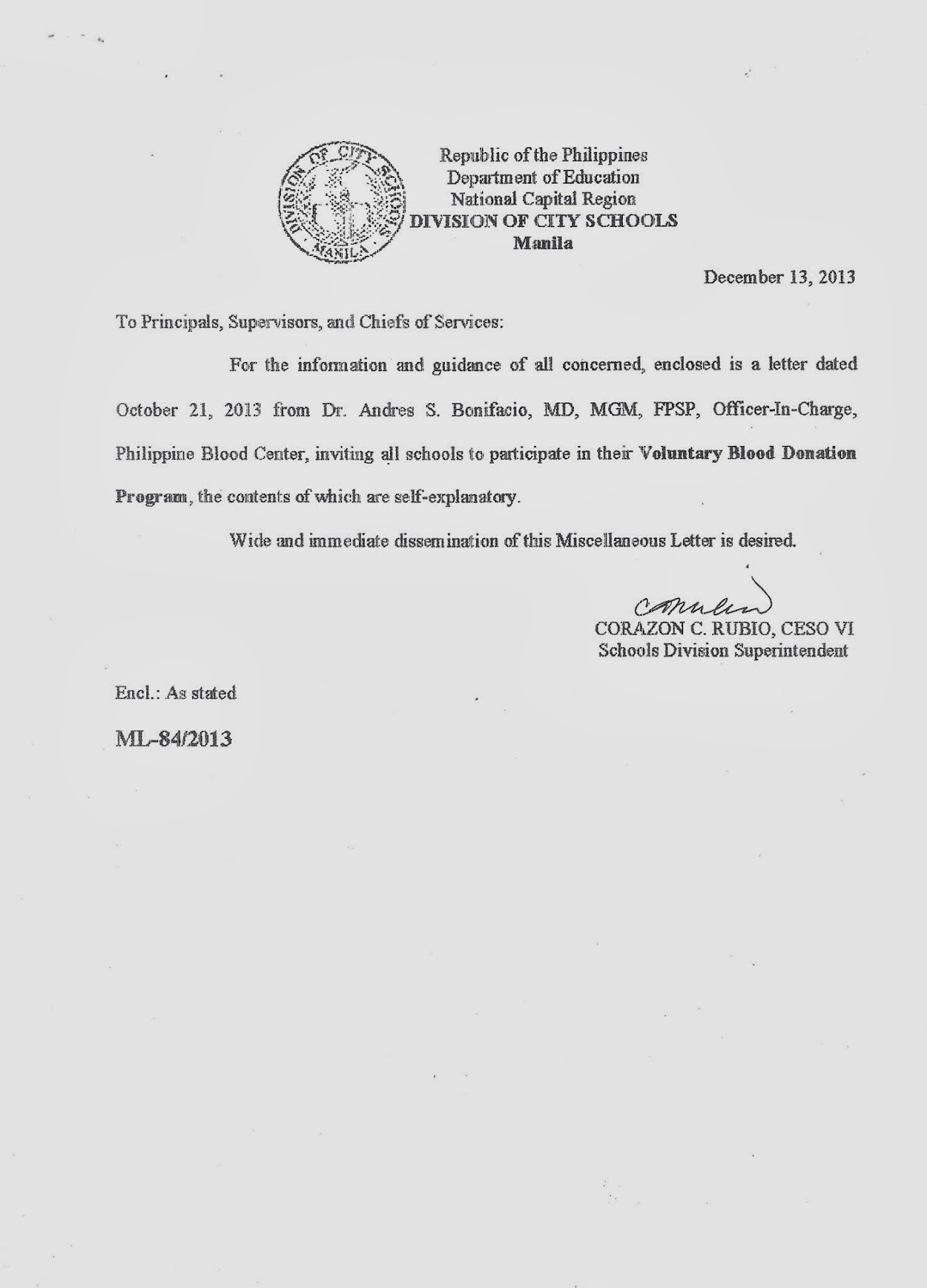 Department of Education Manila: VOLUNTARY BLOOD DONATION PROGRAM