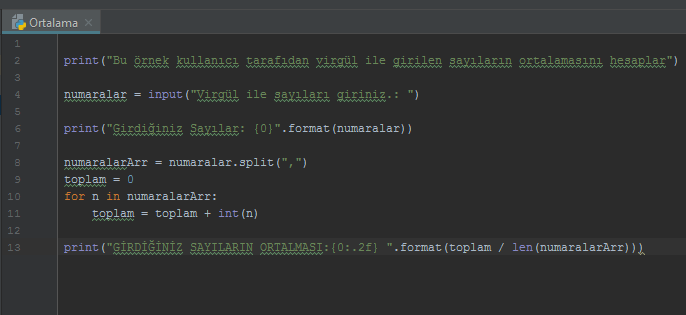 ebi: PYTHON - Ortalama Hesaplama