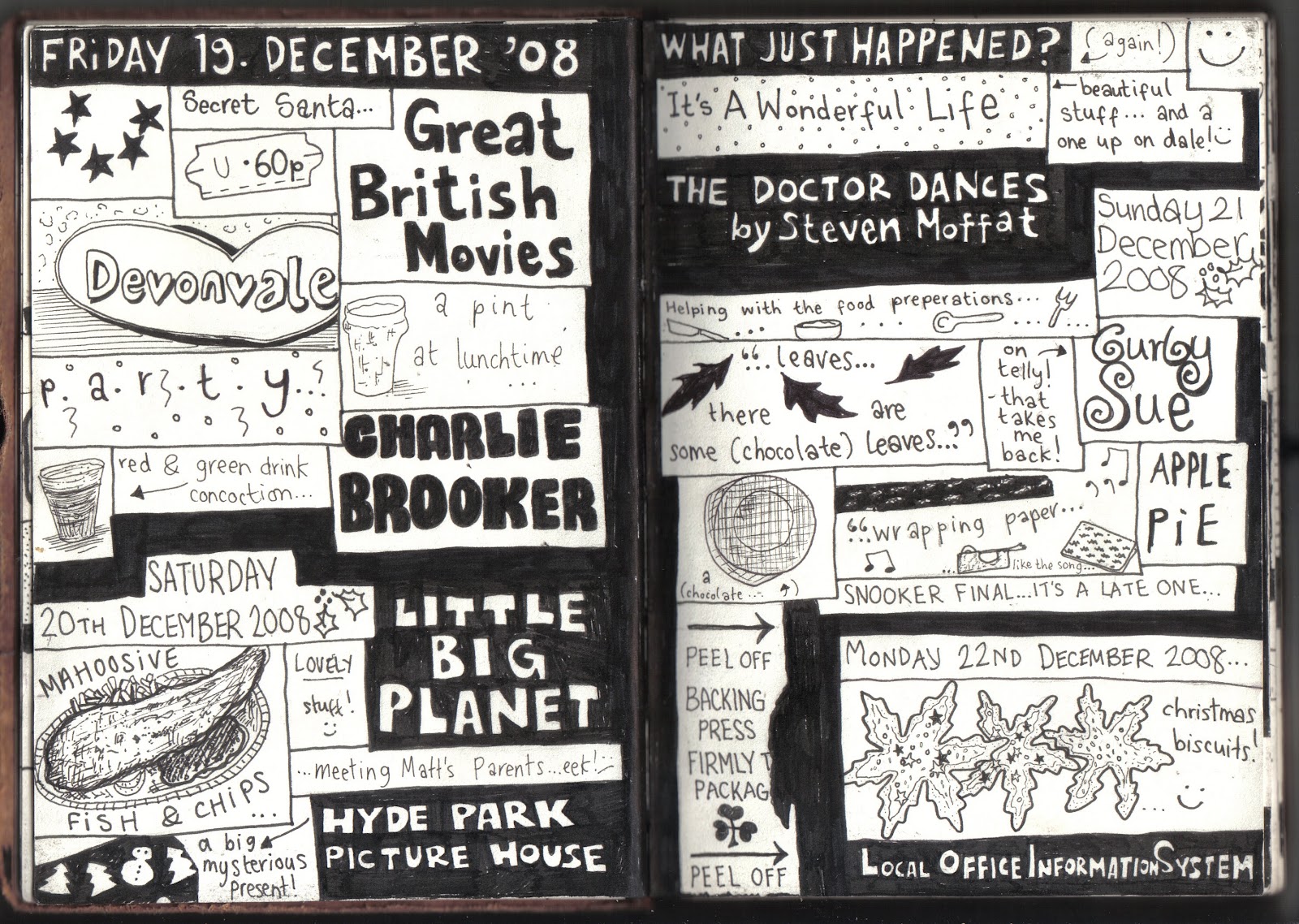 Becky Kidner: Diary Drawings 19th - 30th December 2008
