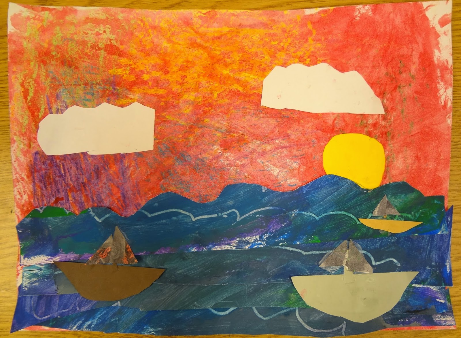 Art with Mrs. Kim : 2nd grade Seascape Collage