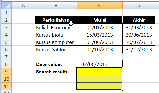 Tips-tips Rumus Excel: Mencari Data Dengan Kriteria Rentang Tanggal ...