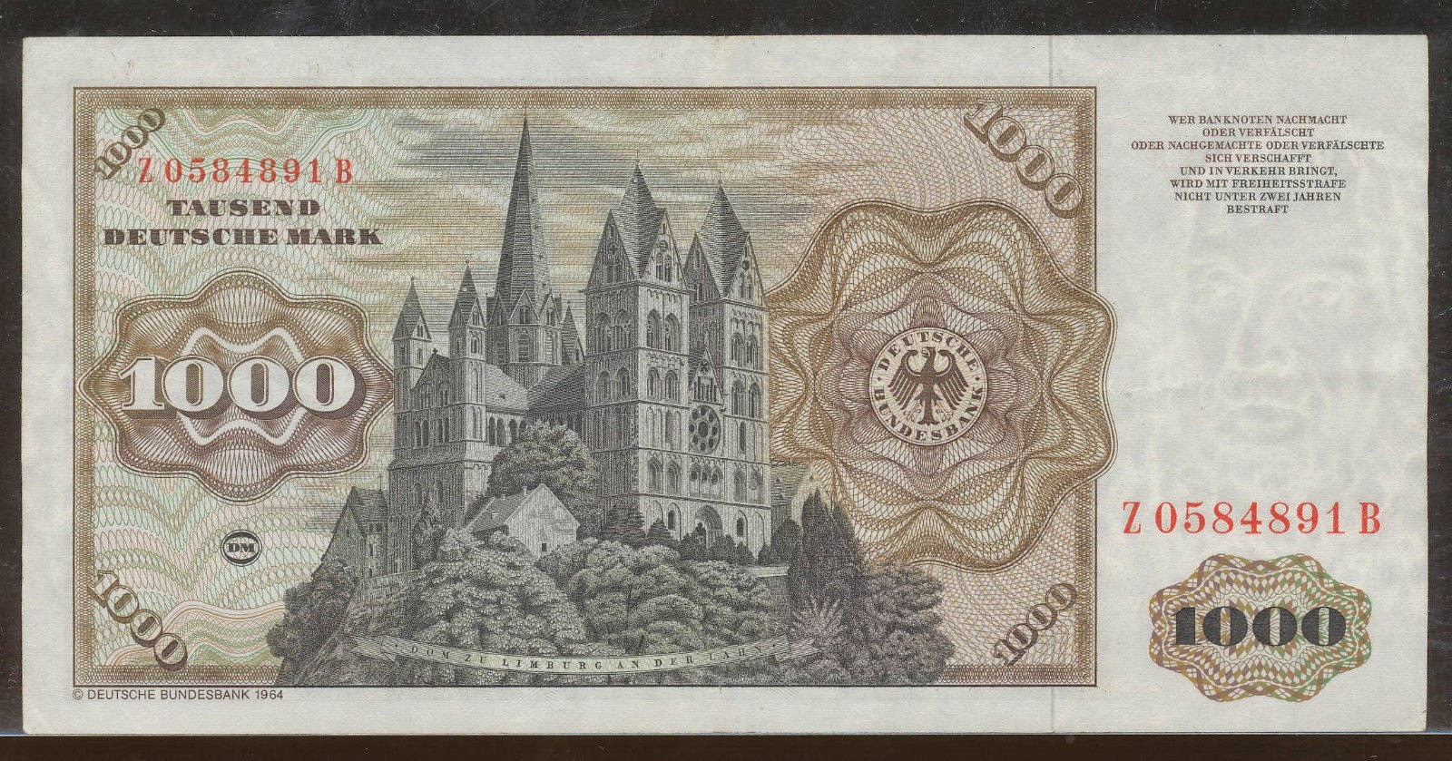 Germany 1000 Deutsche Mark banknote 1980|World Banknotes & Coins ...