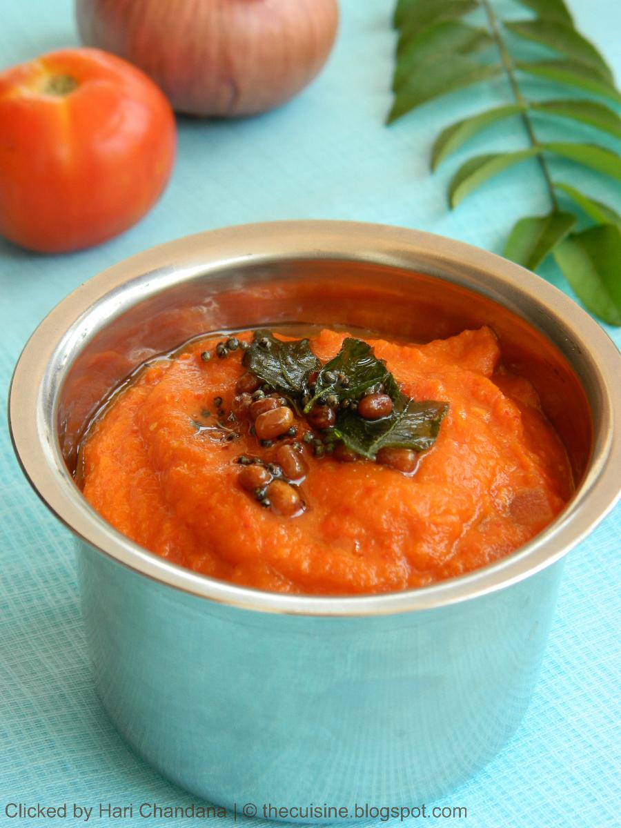 Tomato Ullipaya Pachadi ~ Tomato Onion Chutney Recipe - Blend with Spices