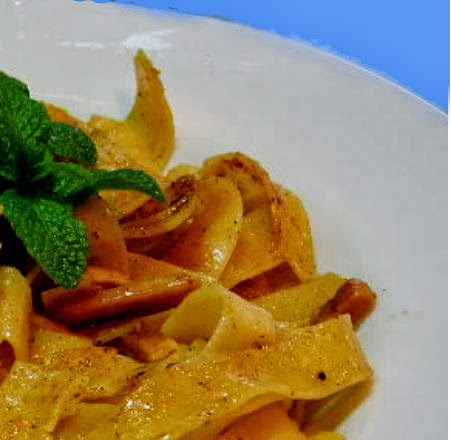 One Perfect Bite: Dessert Tagliatelle with Caramelized Oranges and Almonds