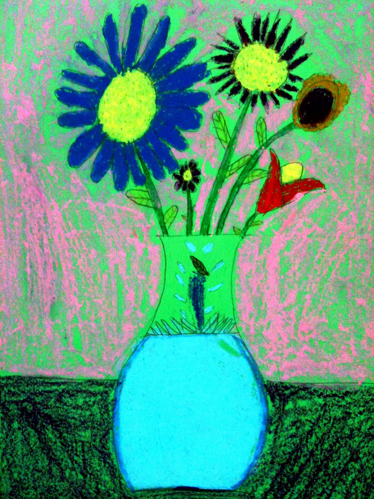 Creating Art: 3rd Grade Flowers in Vases