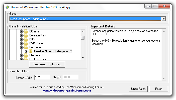Universal Widescreen Patcher - dataservic