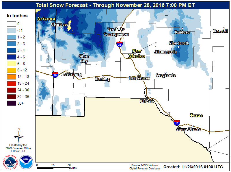 Latest Regional (NM/AZ) Forecast Snowfall Updates.