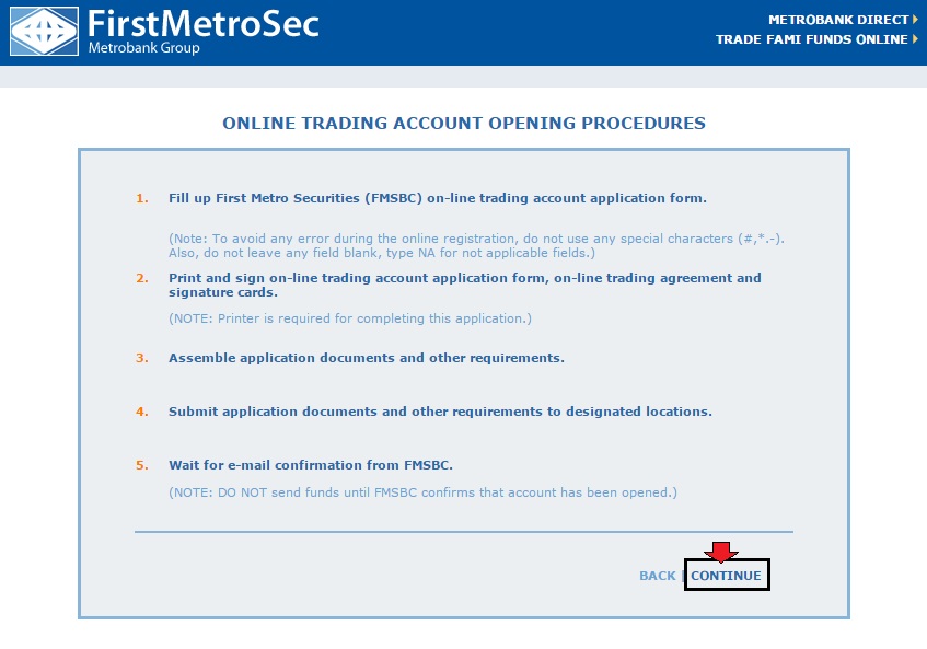 Opening an account with FirstMetroSec