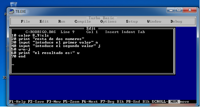 INDUSTRIAL OPARIN : EJEMPLO DE PROGRAMACION TURBO BASICA