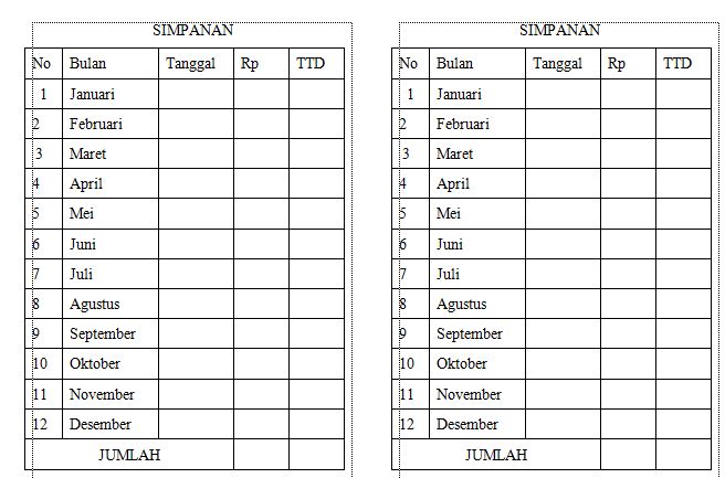 Contoh Format Tabungan Bulanan - TUKANG NGETIK