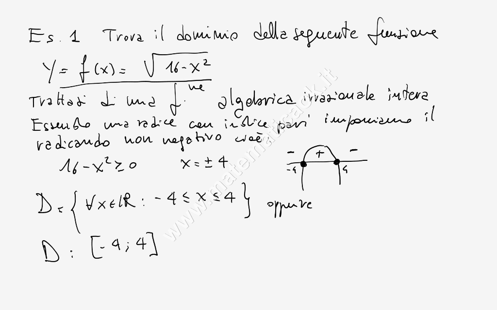 ESERCIZI SVOLTI DI MATEMATICA: Esercizio 1 - Dominio di funzione