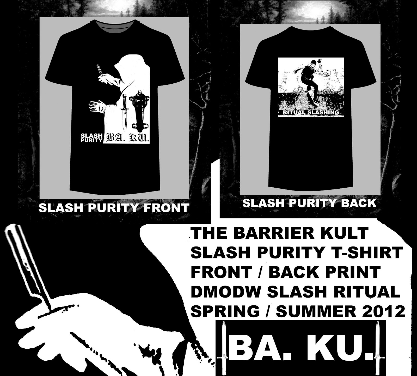 THE BARRIER KULT: THE BA. KU. SLASH PURITY T-SHIRT