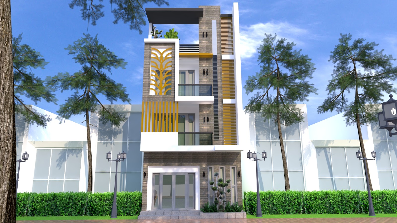 Sketchup 4 Story Front Elevation Plan 6 1m House Plan Map sketchup-4-story-front-elevation-plan-6-1m-house-plan-map