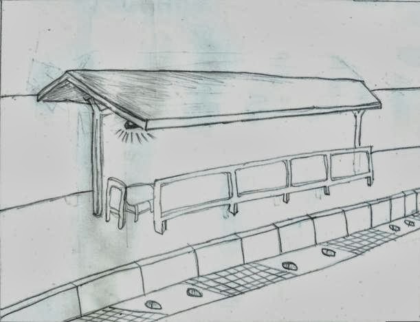 Indian Bus Stand Sketch