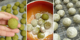 dailydelicious: Green tea snow balls: Little balls of happiness!