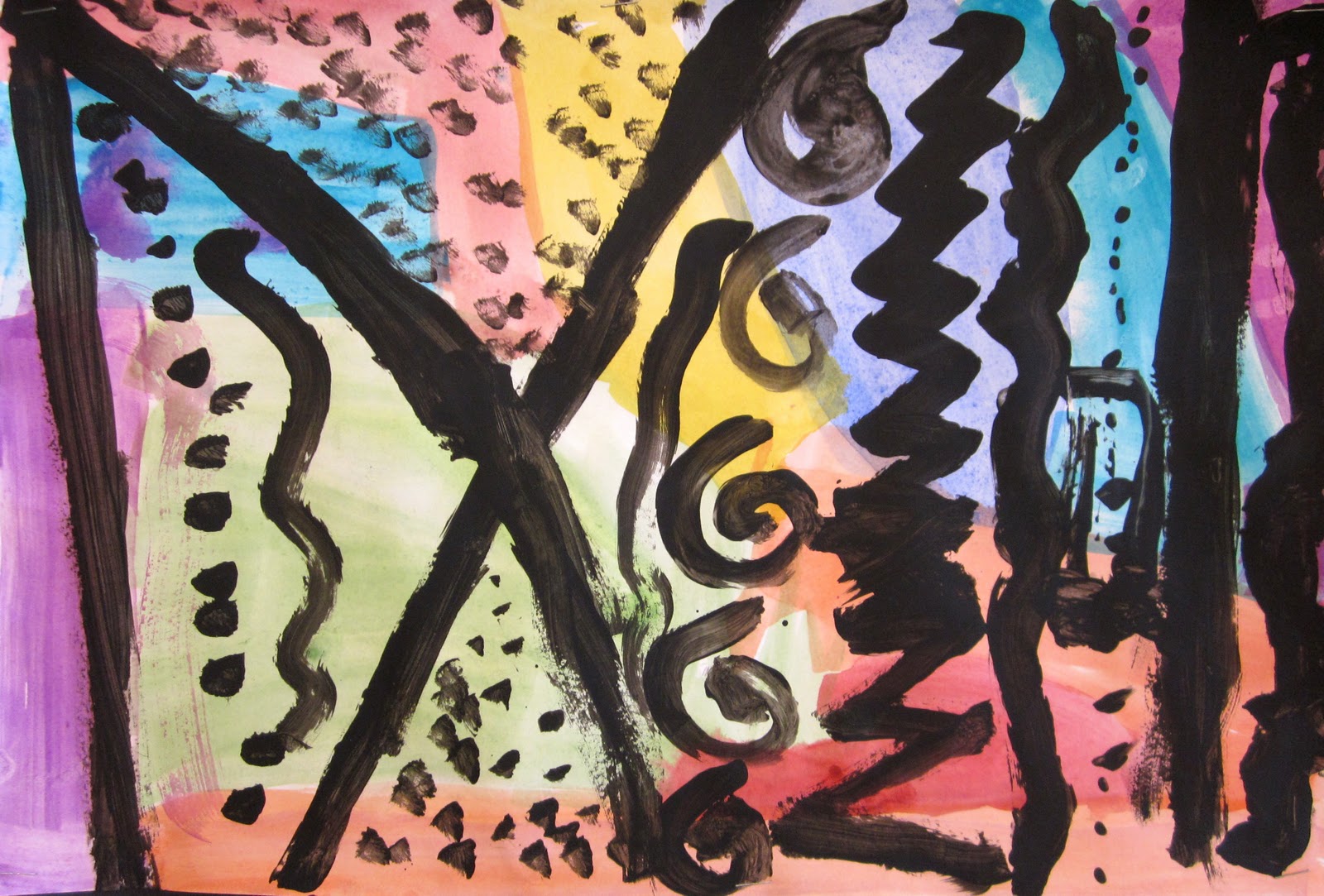 Art is Basic-- Art Teacher Blog: Line Paintings-- Kindergarten