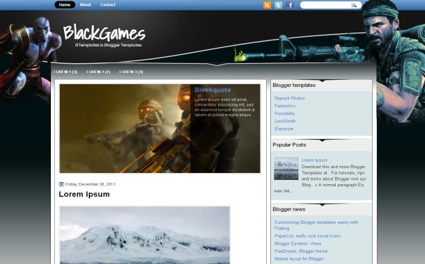 Warcraft Games Blogger Template Download