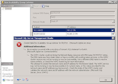 Ask a DBA: Create failed for Availability Group Listener