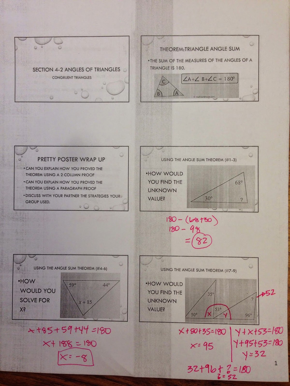 Honors Geometry - Vintage High School: Section 4-2 Angles of a Triangle