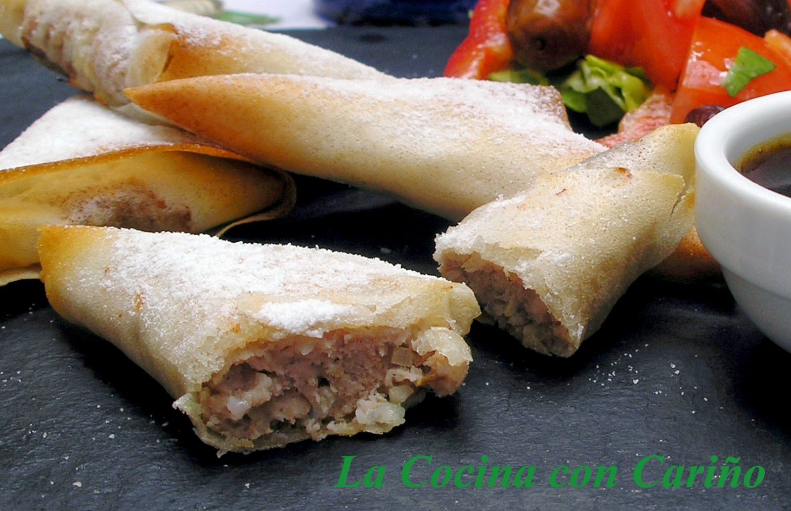 PAQUETITOS DE PASTA BRICK RELLENOS DE CARNE CON ALMENDRA Y PASAS