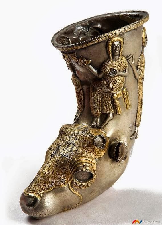 PERSIAN ART: Iran, sassanian silver gilded rython, 224-651 AD ...