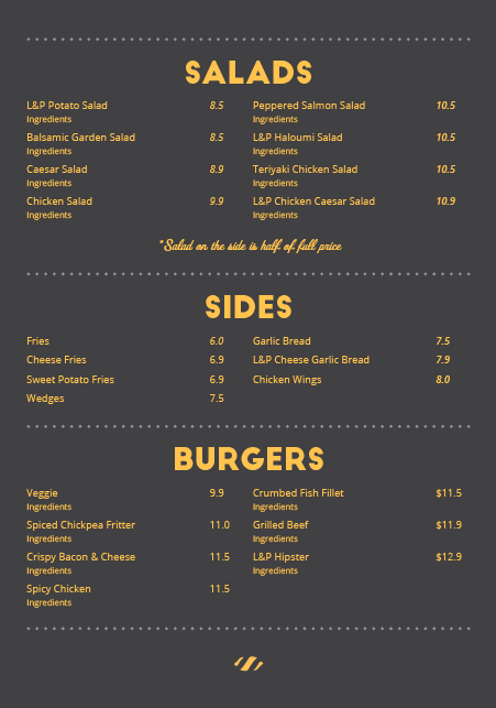 Lemon & Pepper: Menu update