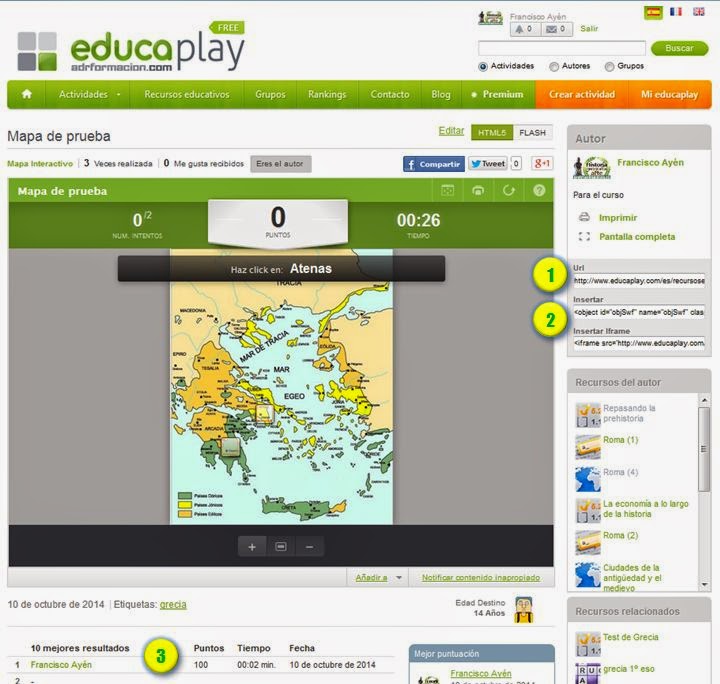 Profesor de Historia, Geografía y Arte: Tutorial Educaplay (2) Actividad mapa interactivo