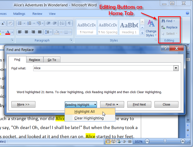 FIND AND REPLACE TEXT - MS Word 2007 Tutorial FIND AND REPLACE TEXT - MS Word 2007 Tutorial