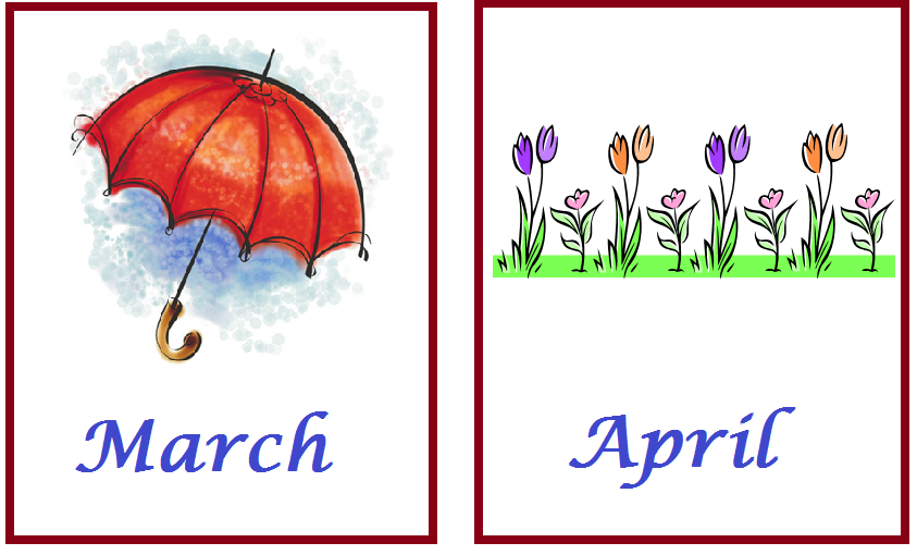 Kindergarten Worksheets: Months of the Year Flash Cards - 2