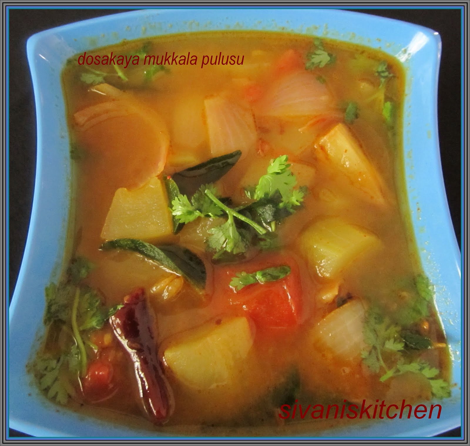 Sivani's Kitchen: Dosakaya ( Yellow Cucumber) Mukkala Pulusu