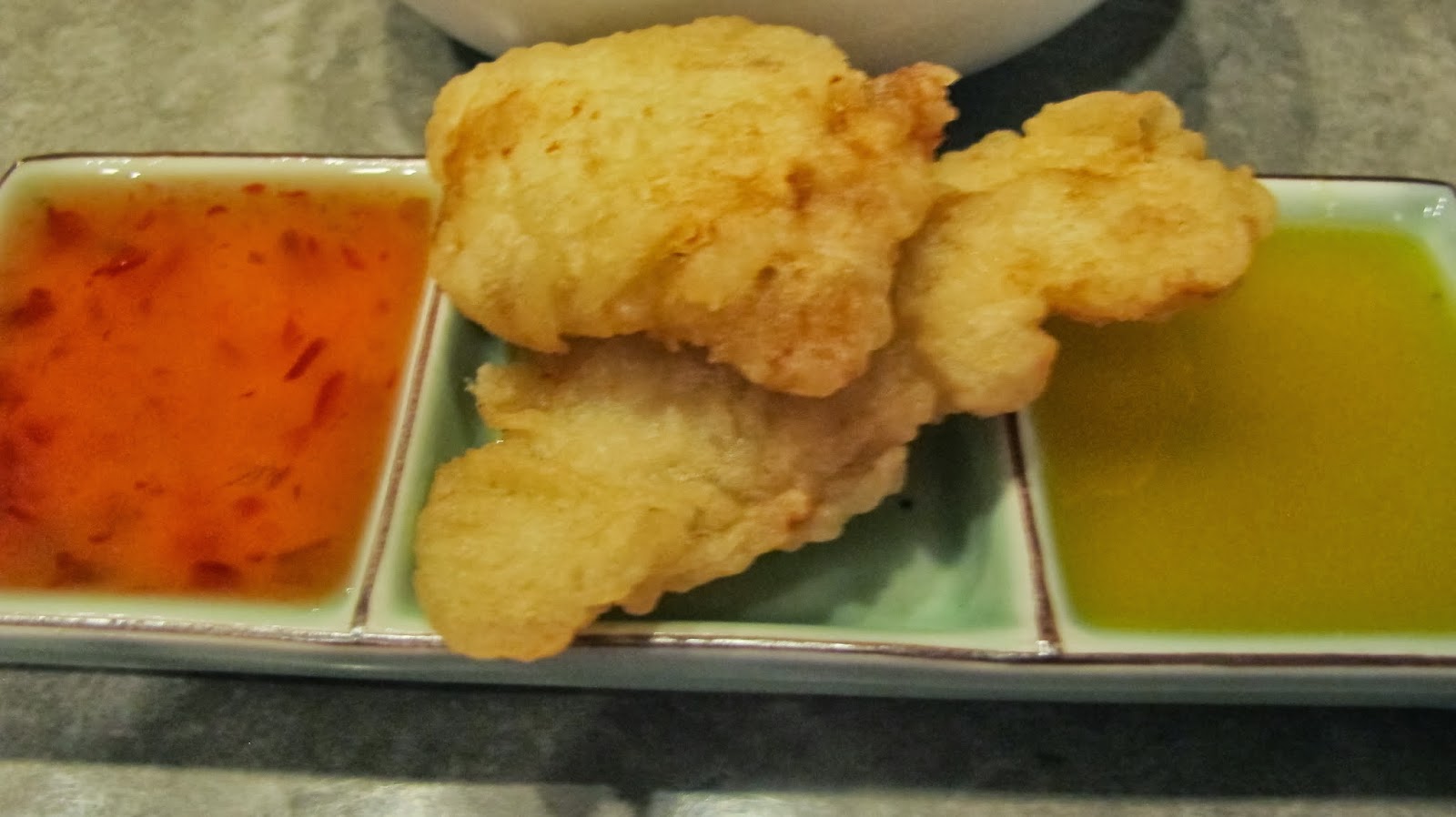 Beignet de poisson,nouilles aux légumes