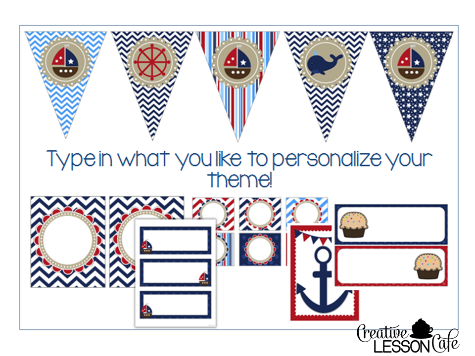 Creative Lesson Cafe: Nautical Classroom Decor Set and Labeling Kit and ...