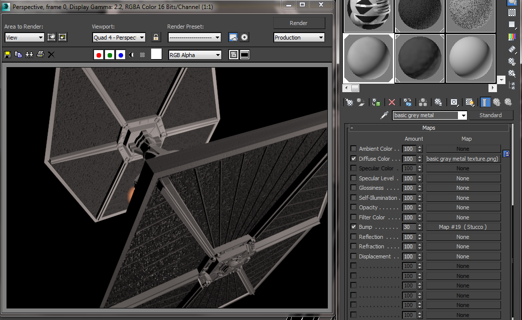 3D Modelling and Animation: Week 9, texturing Tie-Fighter