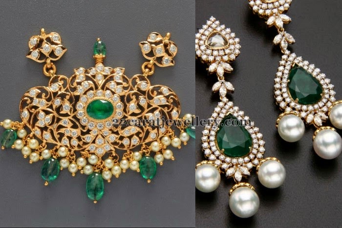 Diamond Locket with Unique Hangings - Jewellery Designs