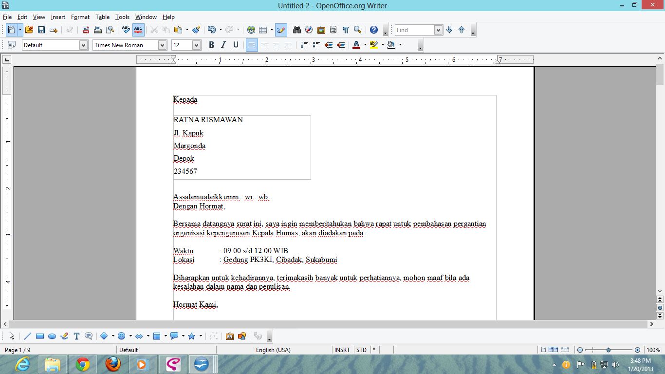 Langkah-Langkah Membuat Mail Merge OpenOffice Writer