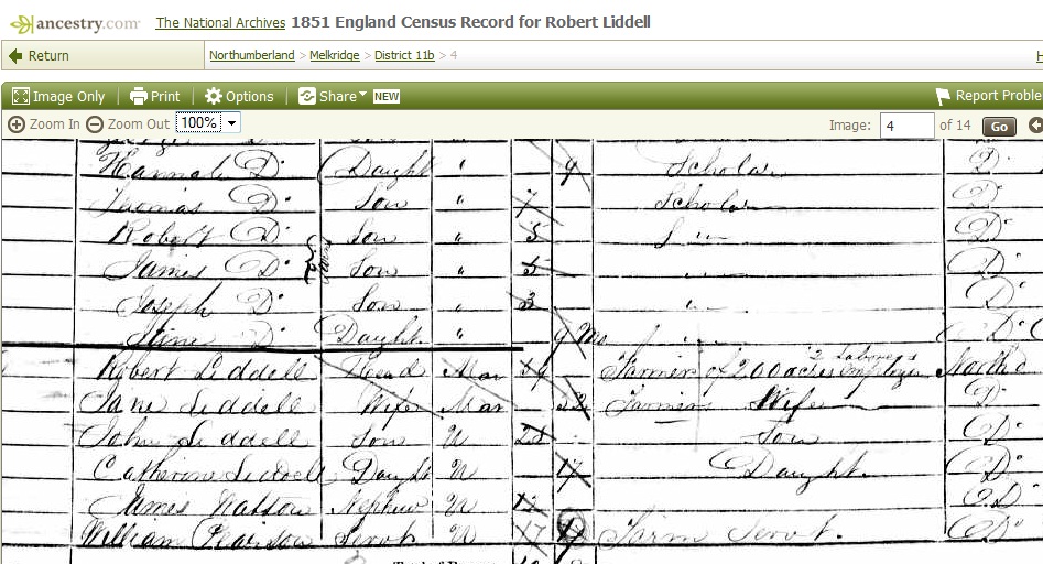 Daily Genealogy Transcriber: A Larger View of the 1851 UK Census Entry