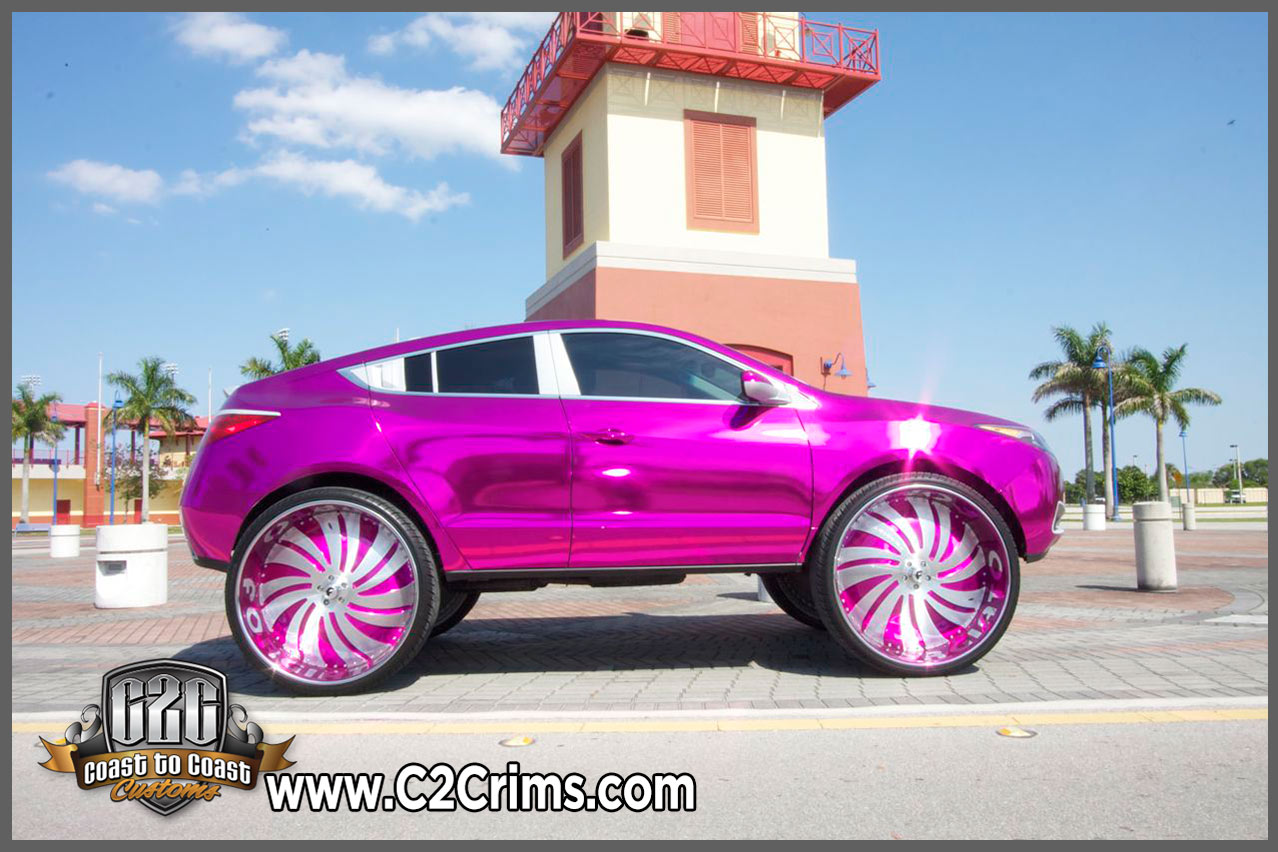 C2C Rims: Acura ZDX on 32" Forgiato Wheels Pink Chrome Wrap