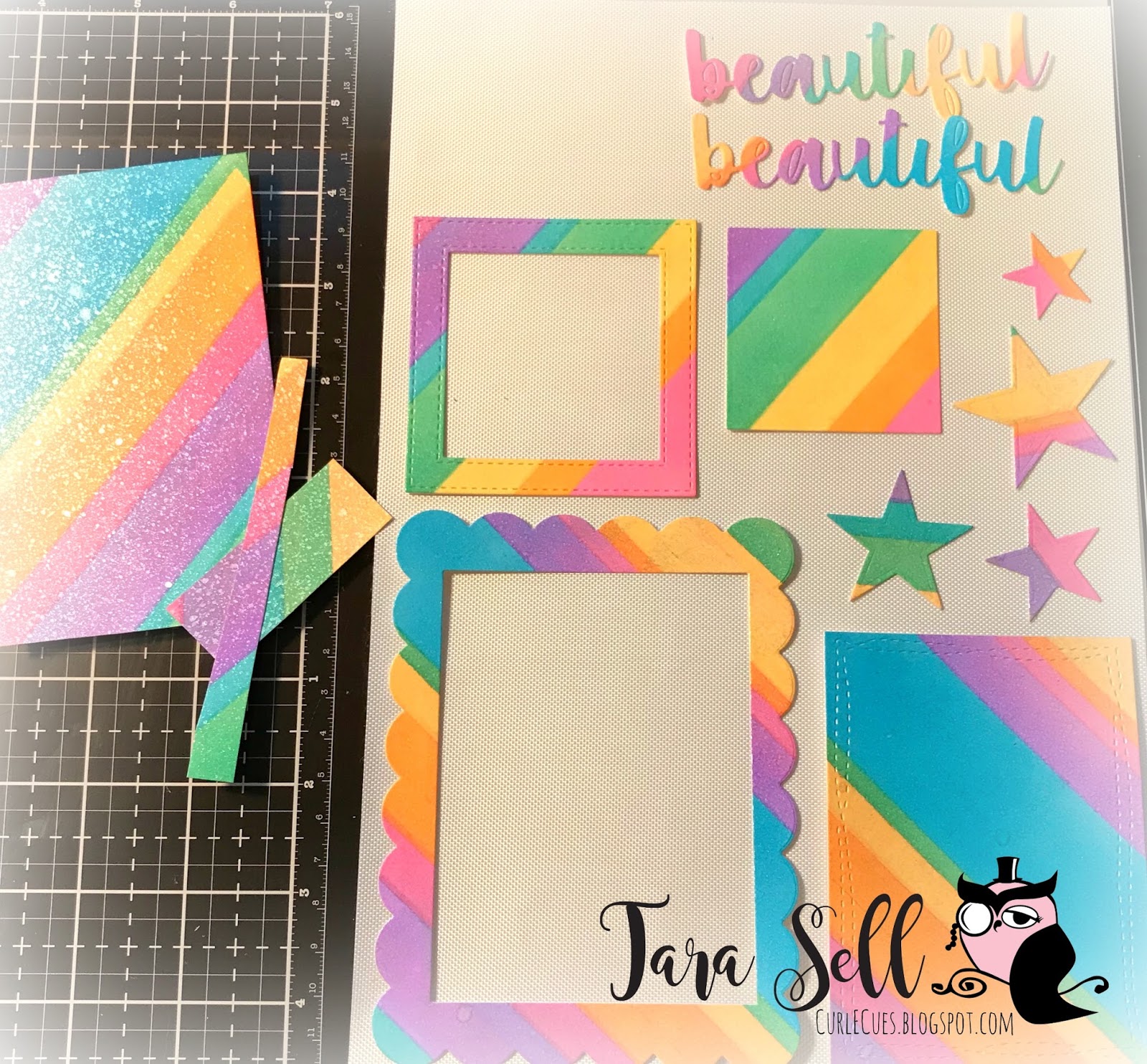 Creating a Rainbow Background with Distress Oxide Inks | Curl E. Cue's