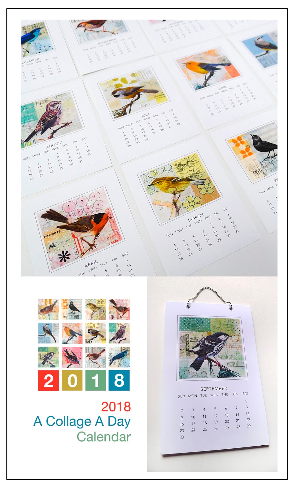A Collage A Day: 2018 A Collage A Day Birds Calendar