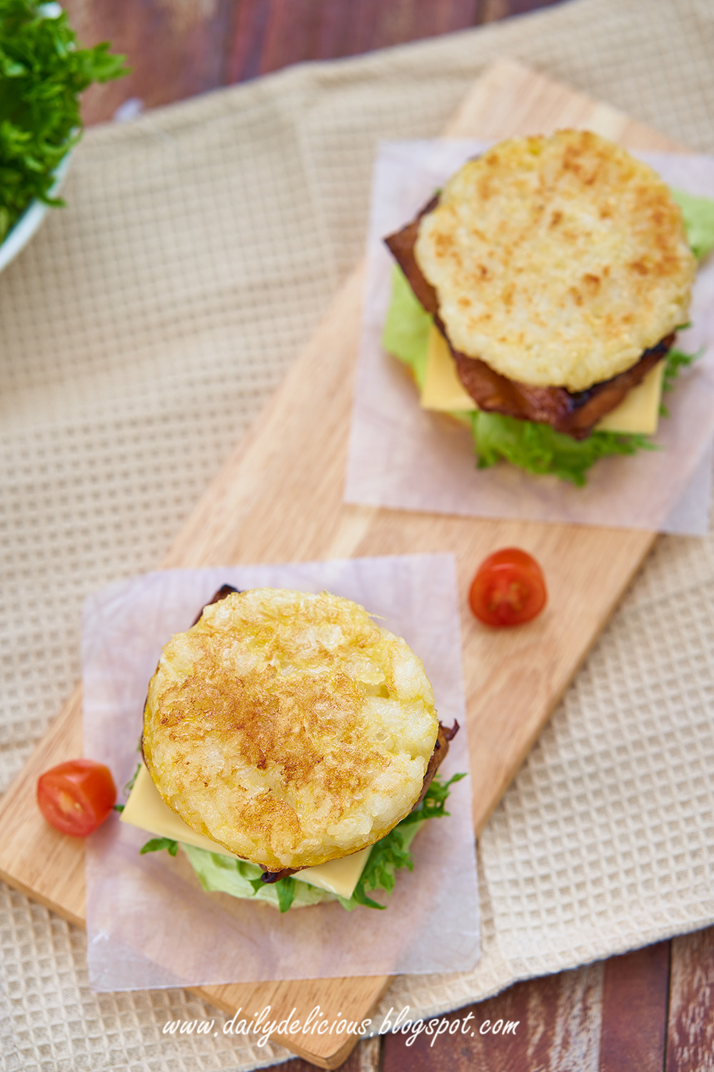 dailydelicious: Chicken Teriyaki Khao jee Rice Burger (Khao jee ...