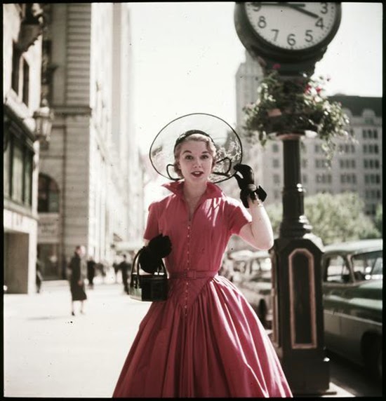 Women Modeling on the Sidewalk on Fifth Avenue in 1952 ~ Vintage Everyday