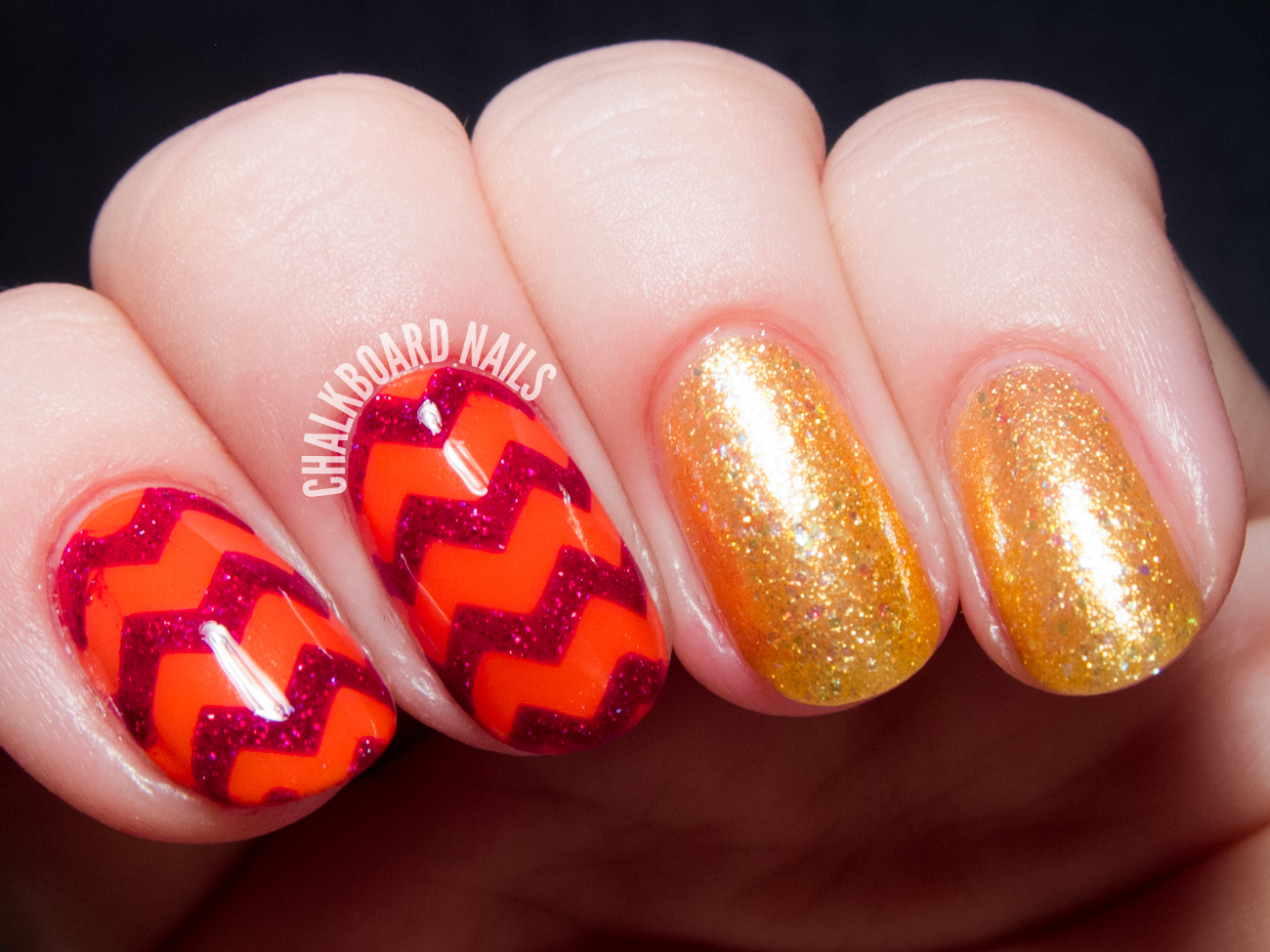 Fiery Summer Chevron Combo | Chalkboard Nails | Phoenix, Arizona Nail ...