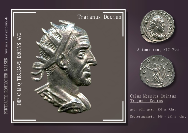 römische Kaiserportraits auf Münzen: Traianus Decius