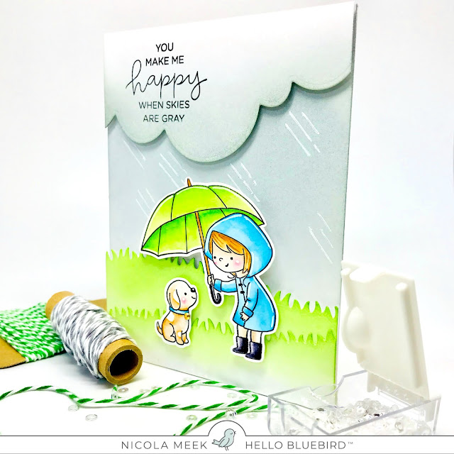 Nicky Noo Cards: Rainy Day - Hello Bluebird
