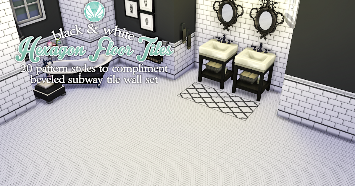 Simsational Designs: Black and White Hexagon Floor Tiles