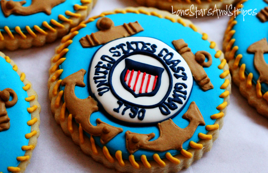 Lone Stars and Stripes: { coast guard insignia cookies }