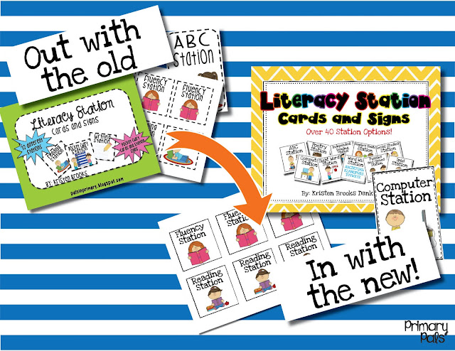 Primary Pals: Literacy Station Cards and Signs MAKEOVER!
