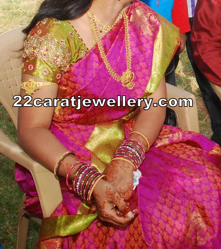 My Gold Long Chain(haram) with Rubys - Jewellery Designs