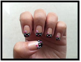goobynails: Black Hello Kitty french tips!