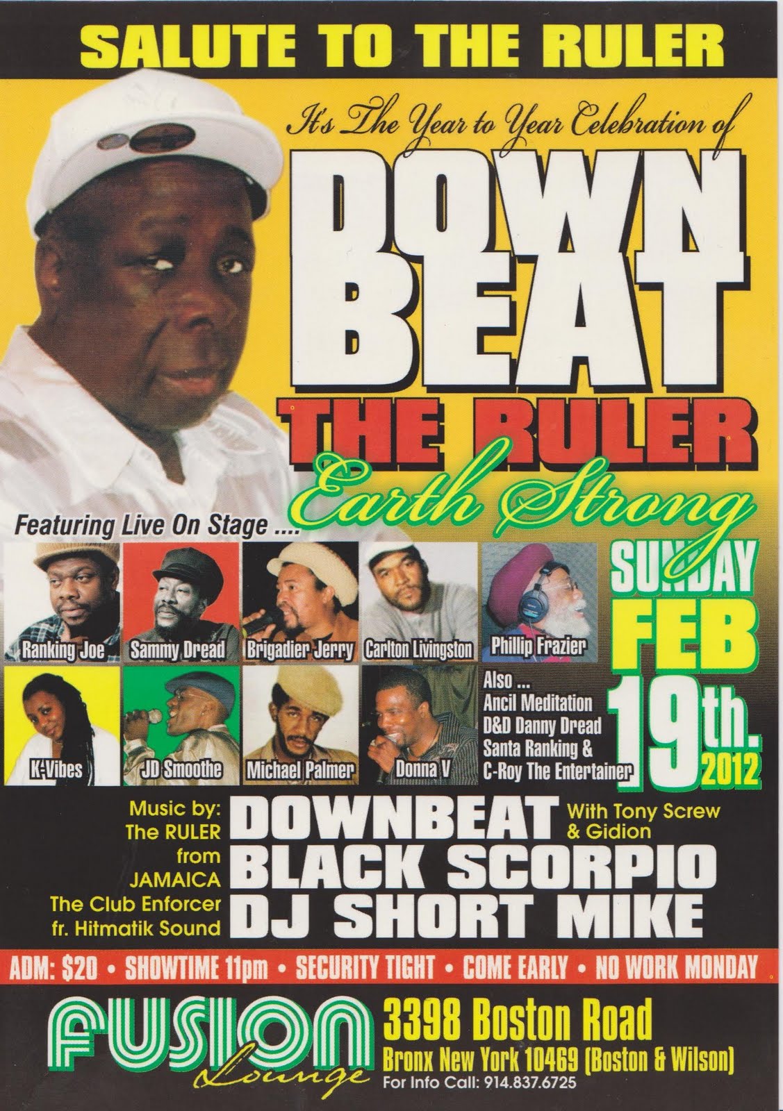 DDS BLOG: EVENTS : Downbeat The Ruler Earth Strong ~ Sunday 19 February ...